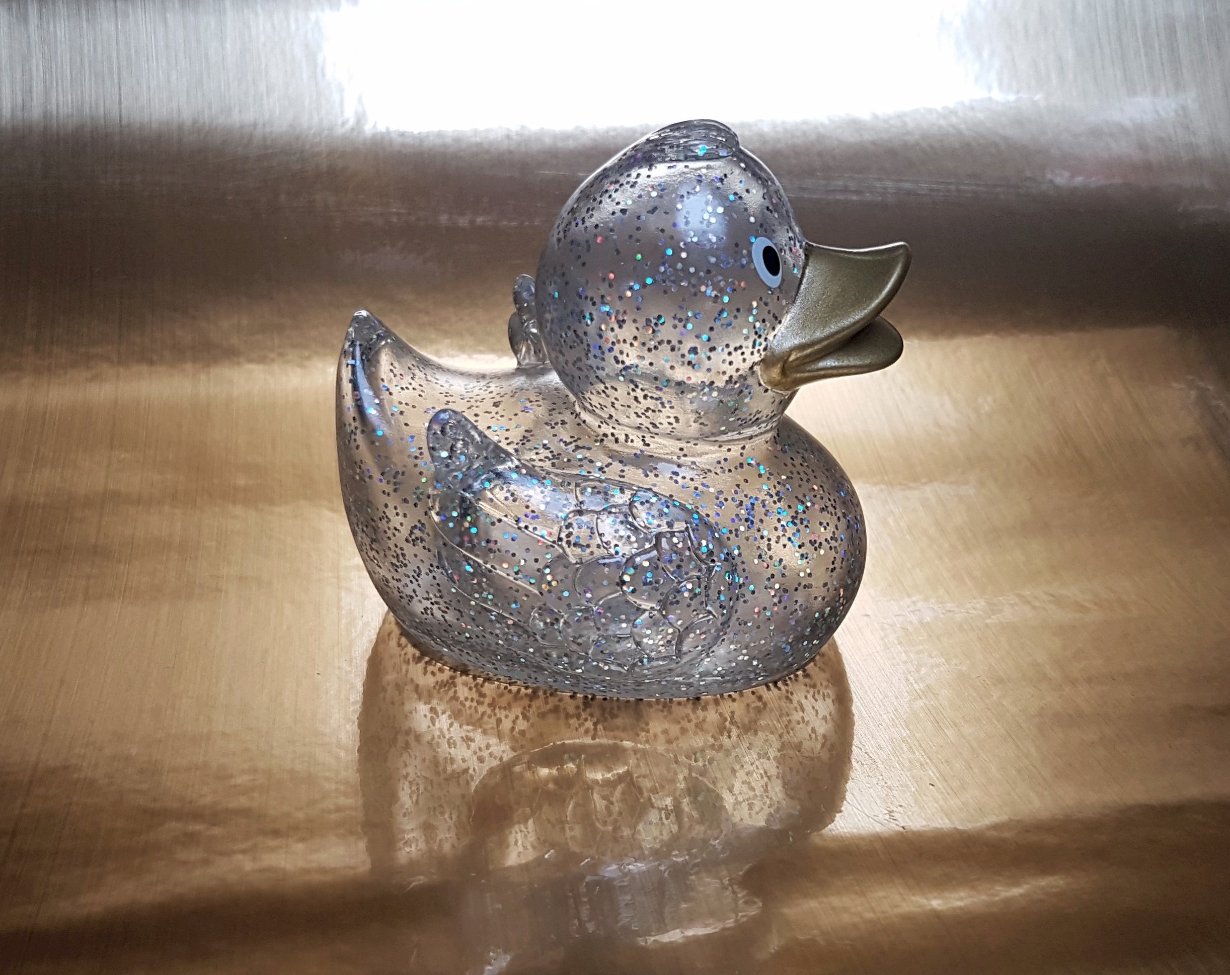 Badeend Ducky 7,5 cm DR glitter goud